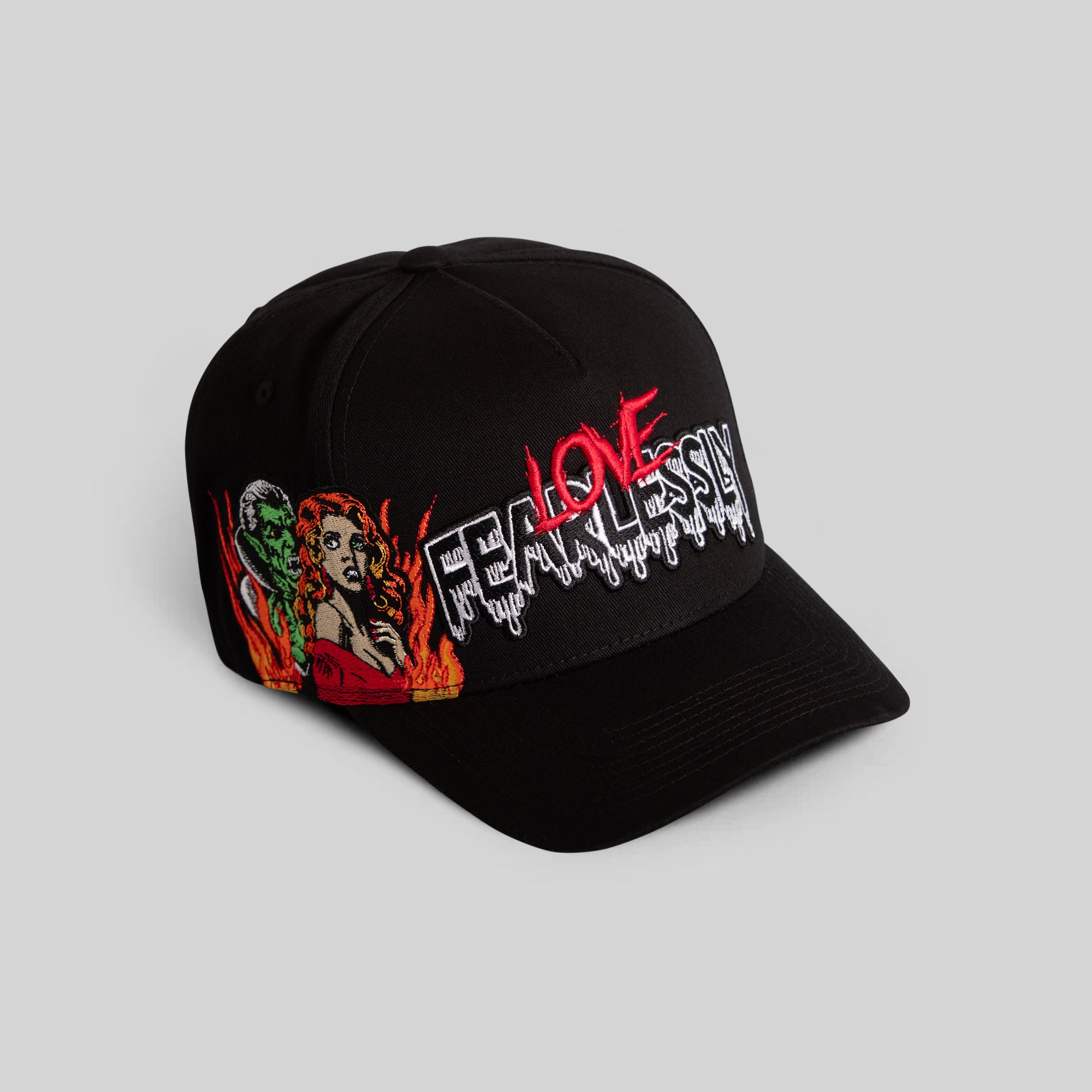 LOVE FEARLESSLY VAMPIRE BLACK TWILL TRUCKER