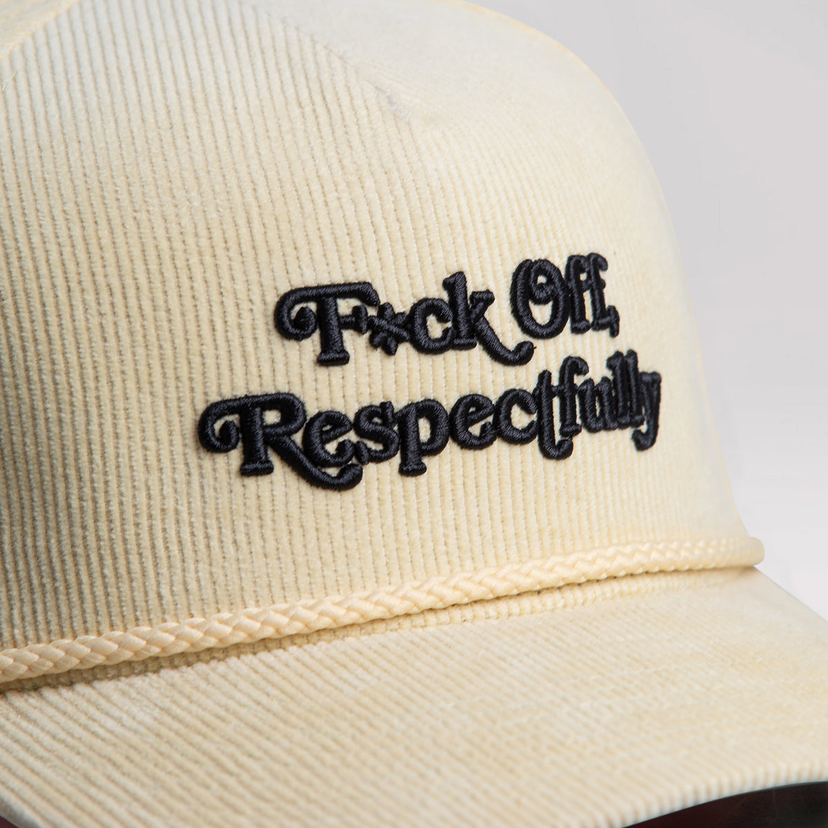 RESPECTFULLY SAND CORDUROY TRUCKER HAT