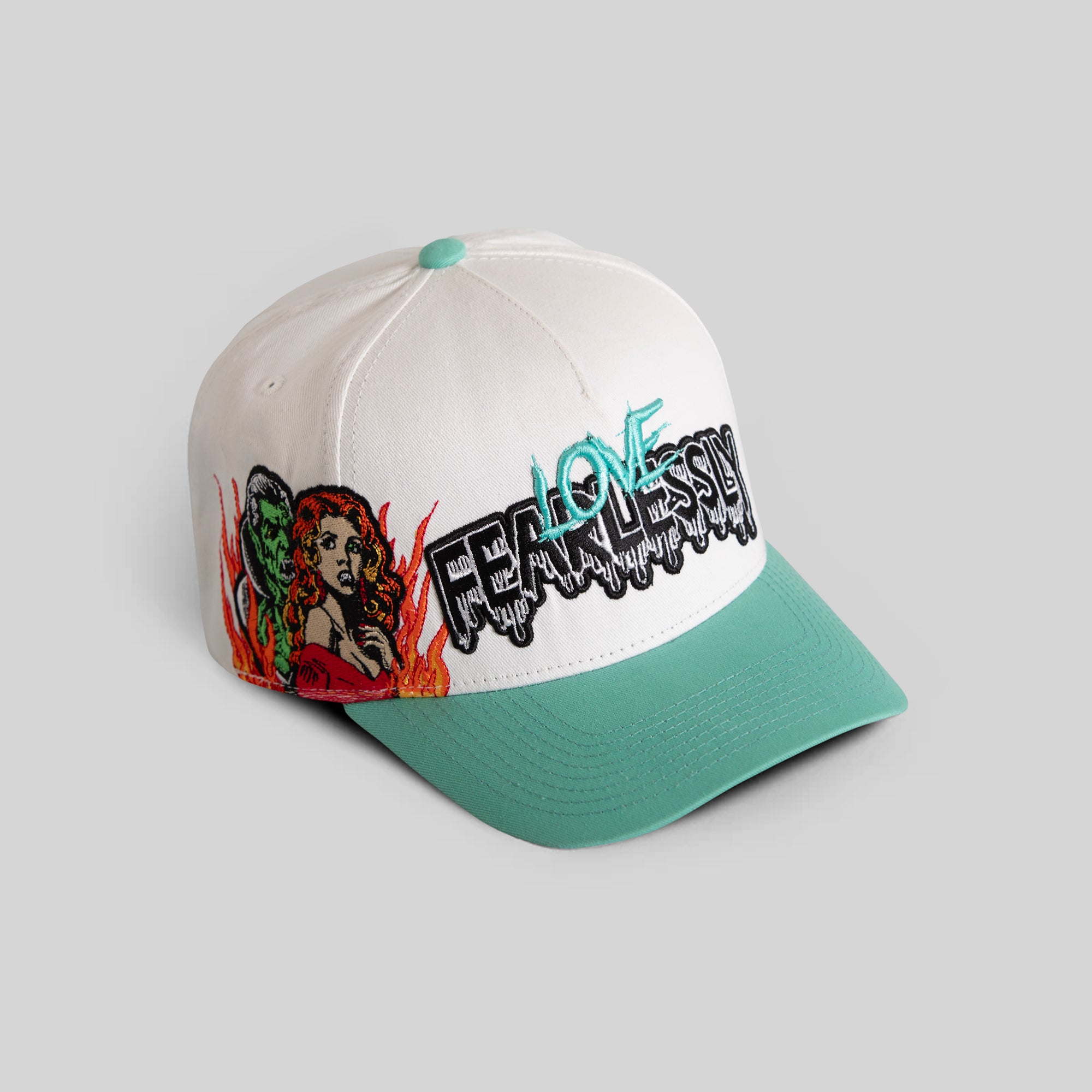 LOVE FEARLESSLY VAMPIRE WHITE MINT TWILL TRUCKER